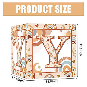 Boho Rainbow Baby Shower Balloons Boxes Party Decorations 4pcs Blocks Baby Shower Decoration for Baby Girl Birthday Party Backdrop Boho Rainbow Party Decorations