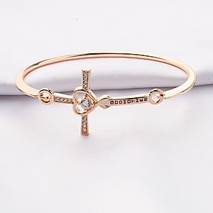 WUSUANED Infinity Love Heart Cross Bracelet Godmother Jewelry For Godmothers Baptism Gift For Godmother (Godmother rose gold)