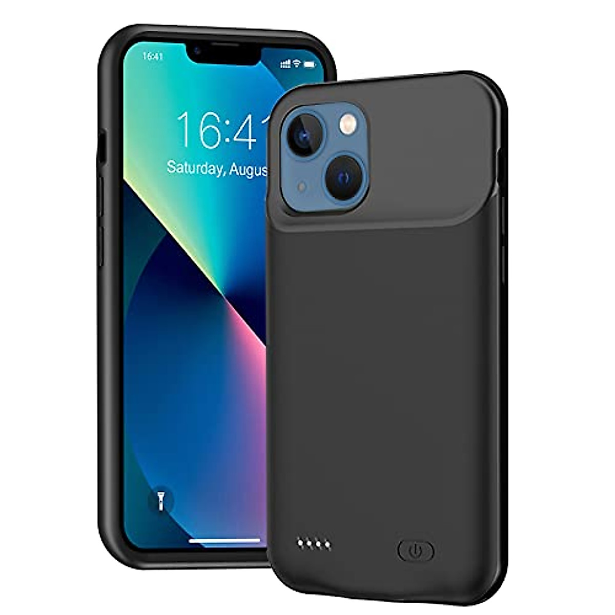 Battery Case for iPhone 13,7000mAh Ultra-Slim Portable Charger Case Rechargeable Battery Pack Charging Case Compatible with iPhone 13 (6.1 Inch)-Black