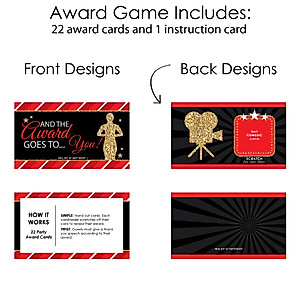 Big Dot of Happiness Red Carpet Hollywood - Movie Night Party Game Award Scratch Off Cards - 22 Count
