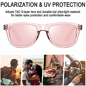 Joopin Square All Pink Sunglasses Retro Designer Oversized Sun Glasses Polarized UV Protection Fashion Shades for Women Men Shady Rays Sunnies
