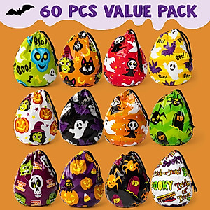 JOYIN 60 Halloween Drawstring Goody Treats Bags for Kids Halloween Trick or Treat Party Favor Supplies, Classroom Candy Goodie Bags