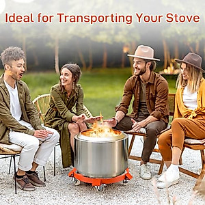 1250 LBS Capacity Drum Dolly, 55 Gallon Barrel Dolly with 5 Caster Wheels, Trash Can Dolly Non-tipping Hand, Orange Steel Frame Dolly