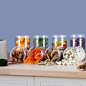 16oz Clear Plastic Storage Jars Containers,8 Pack Refillable Wide-Mouth Plastic Slime Storage Containers for Beauty Products,Kitchen & Household Storage - BPA Free