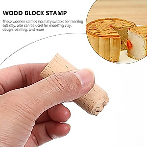 VILLCASE 2cm Wooden Stamp Clay Decorative Stamp Pottery Tool Stamp Homemade Pasta Tools Round Shape Printing Stamp Pottery Stamp Stamps for Textured Hand Roller DIY Tools Cookies Moon Cake