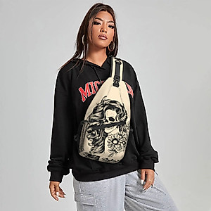 FeHuew Women Girl Skeleton Makeup Rose Skull Crossbody Sling Backpack for Men Chest Bag Shoulder Bag Lightweight One Strap Backpack Travel Outdoor Daypack