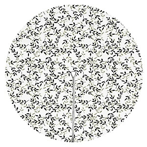Lirduipu Botanical Pattern Round Outdoor Tablecloth,Outdoor Round Tablecloth with Umbrella Hole - Water Resistant Spillproof,for Party Patio Garden Tabletop Decor(52" Round,White Pale Khaki)