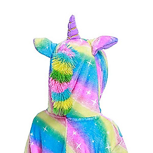 FuRobes Kids Polar Fleece Onesie Unicorn Pajamas Animal Christmas Halloween Cosplay Costume Rainbow Galaxy 8-10 Years Old
