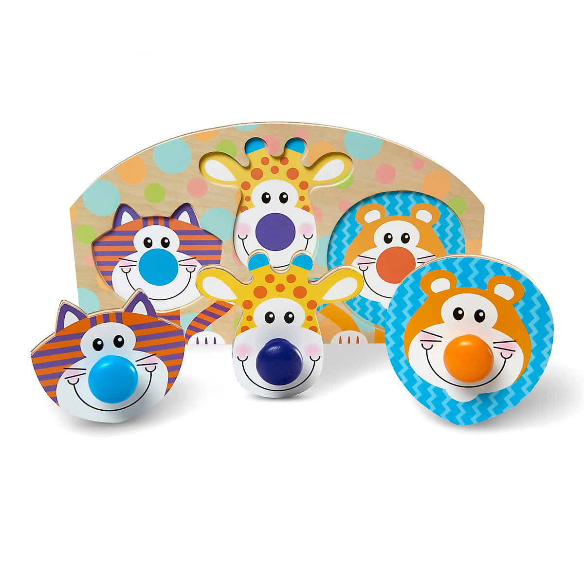 Melissa & Doug First Play Wooden Jumbo Knob Safari Animal Puzzle (3 pcs)