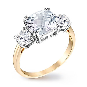 Samie Collection 3 Stone CZ Engagement Ring for Women Inspired by Royal Wedding in Gold Plating, Size 9