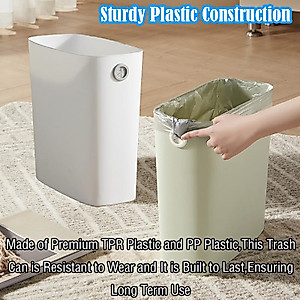 Bathroom Trash Can,Wastebasket,Slim Shape Plastic Rectangular Garbage Can with Trash Liner Holder for Bedroom,Kitchen,Living Room,Small Indoor Waste Basket, 1.8 Gallon(Green)