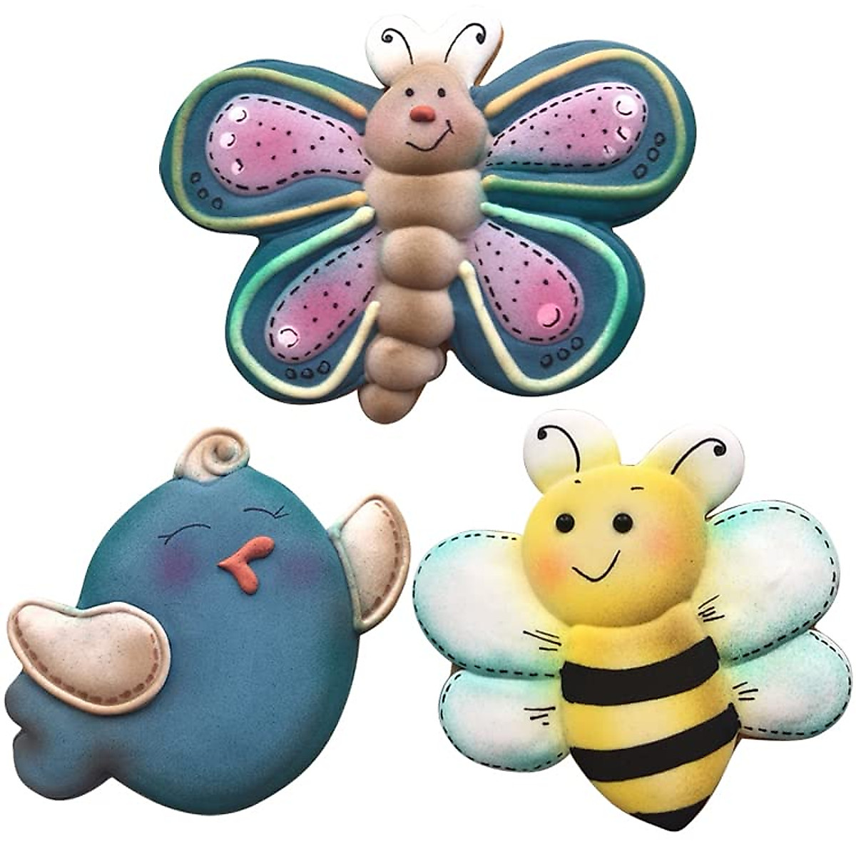 LILIAO Animal Cookie Cutter Set Kids, 3-Pc., Bird, Butterfly and Bee Biscuit Bread Cutters, Stainless Steel, by J.Cookies