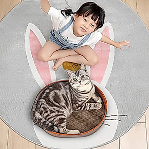 MSBC Cat Scratcher Box, 3 Cat Scratching Pads, Oval Shape Corrugated Cardboard Scratcher, Reversible Cat Scratch Couch Bed for Indoor Cats Kitten, Protecting Furniture (Wood-Grain)