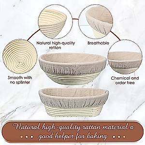 Yaomiao 13 Pcs Banneton Bread Proofing Basket Set, Bread Proofing Basket Rattan with Liner, Sourdough Bread Making Kits for Starter Professional Baker Gift (Round, Oval,9 Inch, 10 Inch)