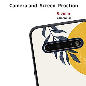 valuect lisment Compatible with LG V60 ThinQ 5G Case, Minimalist Abstract Art Aesthetic Boho Rainbow Sun Moon Leaves for LG Case Women Men, Trendy Silicone Bumper Case for LG