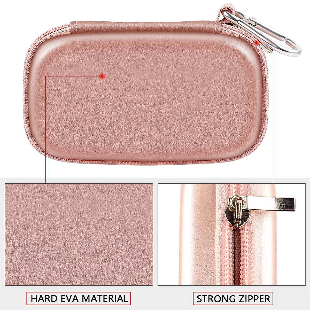 MP3 & MP4 Player Case for SOULCKER/G.G.Martinsen/Grtdhx/iPod Nano/Sandisk Music Player/Sony NW-A45 and Other Music Players with Bluetooth. Fit for Earbuds, USB Cable, Memory Card - Rose Gold