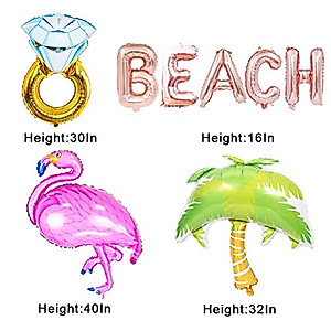 Asonlye Beach Bach Balloons, Beach Bachelorette Party Supplies Decorations - Hawaii Luau Flamingo Ring Palm Tree, Tropical Summer Party Banner