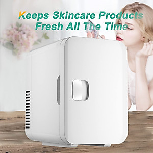 Mini Fridge,small refrigerator,4 Liter/6 Can AC/DC Portable Thermoelectric Cooler Refrigerators for Skincare, Beverage, Home, Office and Car (White)