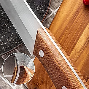 Meat Cleaver Knife, 7-inch Kitchen Knife Serbian Chef Knife Stainless Steel Full Tang Pakkawood Handle Meat Cleaver with case for Cooking