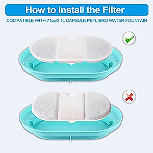 Replacement Filters for 71oz/2.1L Capsule Cat Water Fountain, Fountain Filter Set for Ultra Quiet Pet Water Dispenser, Automatic Cat Dog Water Fountain Filter (6 Sets)