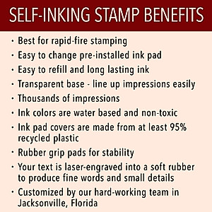 Custom Address Stamp - 5 Font Options - 3 Line Self-Inking Address Stamp - Up to 3 Lines of Customized Text | Multiple Ink Color Options
