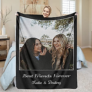 Purefly Best Friend Birthday Gifts, Customize Graduation Gifts for Best Friends Funny Idea, Customize Friendship Gifts Fleece Blanket Bestie for Friend Female Bestie BFF Sister