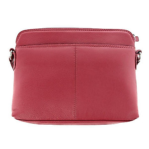 CTM® Women's Leather Shoulder Bag Purse with Side Organizer, Merlot