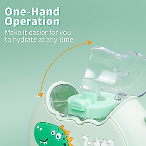 PHEENOWL 13oz Donut Water Bottle with Straw for Kids, BPA Free & Leak Proof Sports Cup for Boys Toddler Drink Bottle with Shoulder Strap for Outdoor and School (Dinosaur)