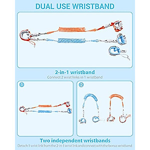 Upgrade] Anti Lost Wrist Link, Dr. Meter 2 in 1 Toddlers Safety Wristband Leash with Key & Lock, Dual Length 6.56ft Kids Walking Harness for Supermarket Mall Airport Amusement Park Zoo Travel