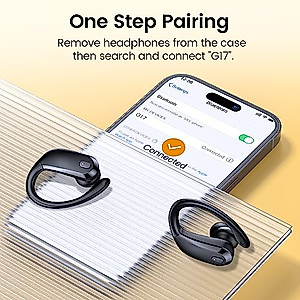 GNMN Bluetooth Headphones Wireless Earbuds V5.3 Over Ear Buds 50Hrs Playback Wireless Charging Case Waterproof Earphones Sports Headset with Earhooks & Dual Power Display for Running Workout