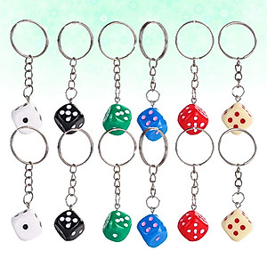 KESYOO 12pcs Dice Keychain Creative Key Holder Keychains for Fathers Birthday Gifts(Mixed Colors)