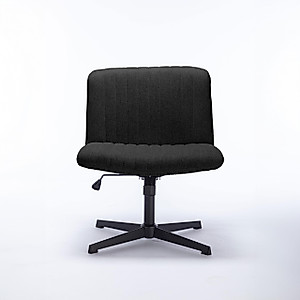 Criss Cross Desk Chair No Wheels, Fabric Padded Armless Wide Seat, Office Chair with Ergonomic Backrest, Chair for Office, Home, Make Up,Small Space, Bed Room