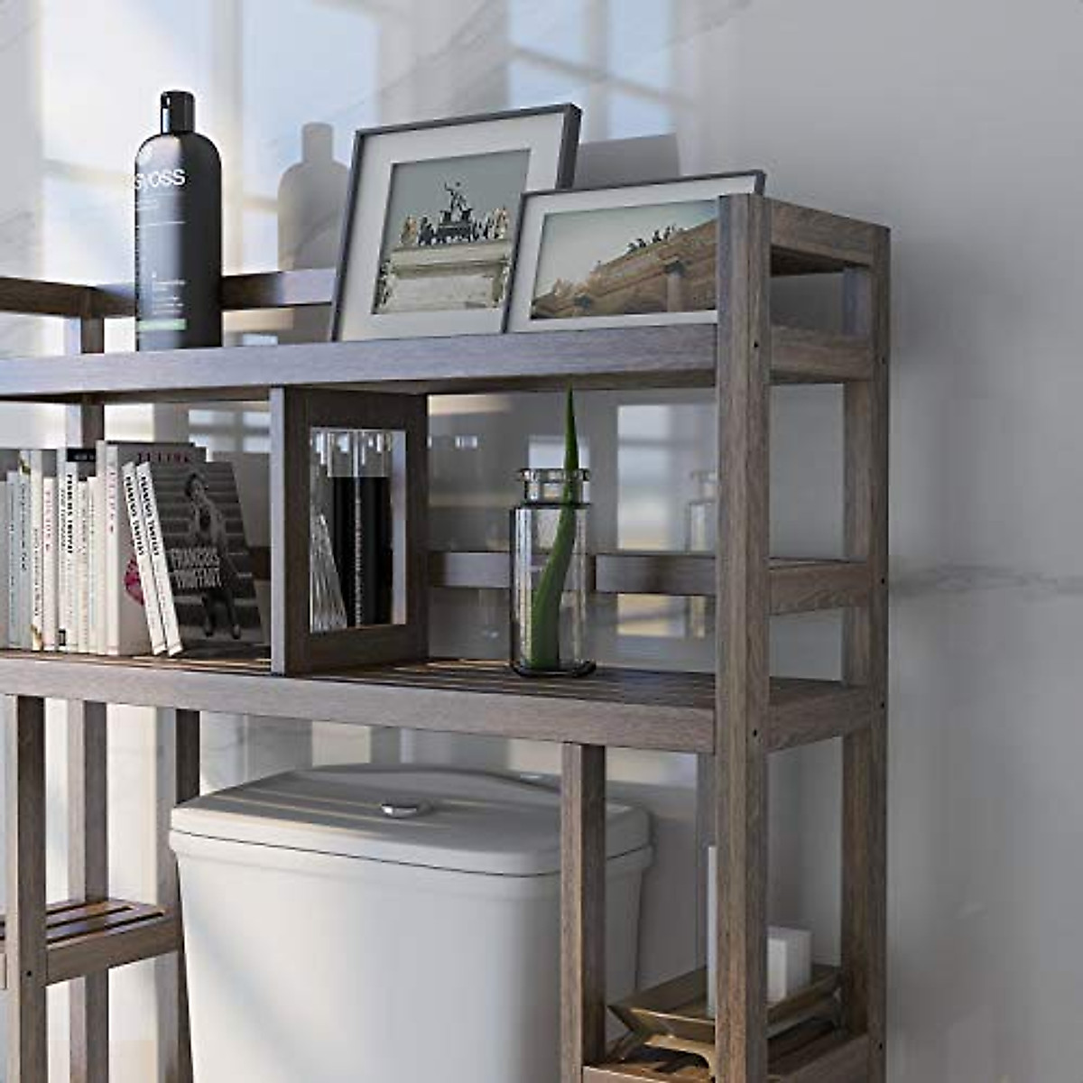 Bernardston 34.5" W x 48" H x 9" D Solid Wood Free-Standing Over-the-Toilet Storage