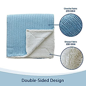 FY FIBER HOUSE Fleece Throw Blankets Thick Sherpa Blanket Soft Throws Plush Cozy Baby Chenille Throw Blanket for Sofa - 50x60 Inches, Blue