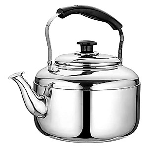 XENITE Classic Kettle Stove Top Whistling Kettle Stainless Steel Teapot Camping Kettles for Boiling Water Stovetop Whistling with Ergonomic Handle Camping Kettle Teapots (Color : Silver, Size : 10L