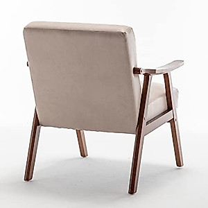 Container Furniture Direct Accent Chair with Microfiber Upholstery and Solid Wood Frame, Classic Mid-Century Modern Living Room Furniture for Extra Seating, Light Camel