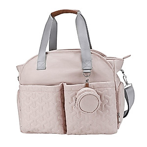 AMLESO Nappy Changing Bag Handbag mom Bag Large Storage Two Front Pockets Bag, Light Pink
