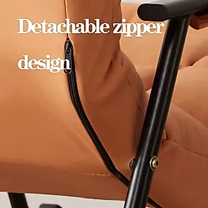 WIGSELBL Accent Folding Rocking Recliner Chair Nursery with Side Pocket and Adjustable High Back,Comfortable Upholstered Nursing Glider Rocker Armchair for Living Room (Color : Orange)