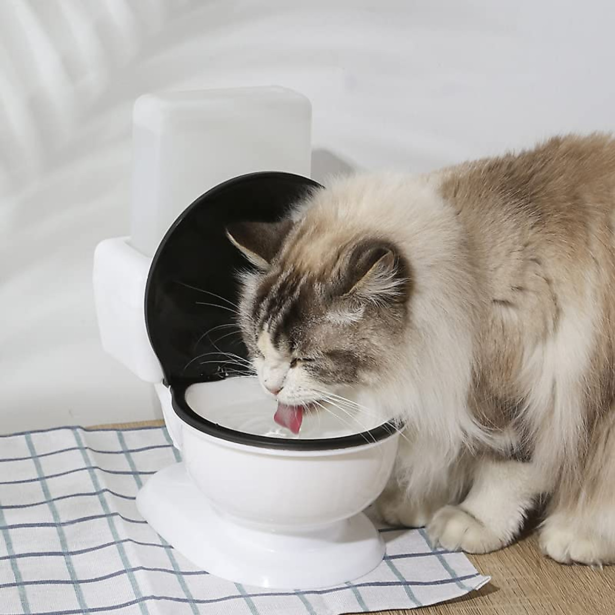 Cat Water Dispenser Toilet Shaped Water Bowl Funny Automatic Toilet Water Bowl Dish Refillable Drinking Fountain for Dogs and Cats