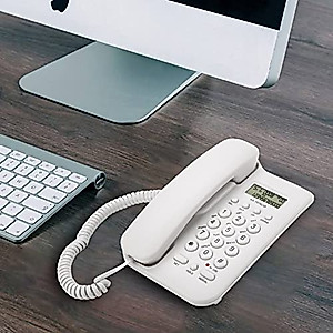 Corded Phone with Caller ID Display, Home Hotel Wired Desktop Phone Office Landline Telephone, Retro Classical Telephone Landline, Big Button, FSK/DTMF Dual System(White)