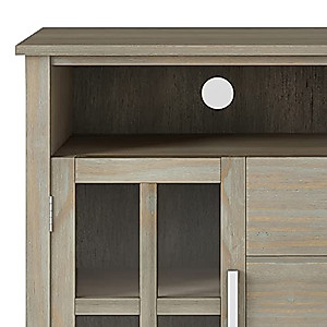 SIMPLIHOME Kitchener SOLID WOOD 53 Inch Wide Contemporary TV Media Stand in Distressed Grey for TVs up to 60 Inches, For the Living Room and Entertainment Center