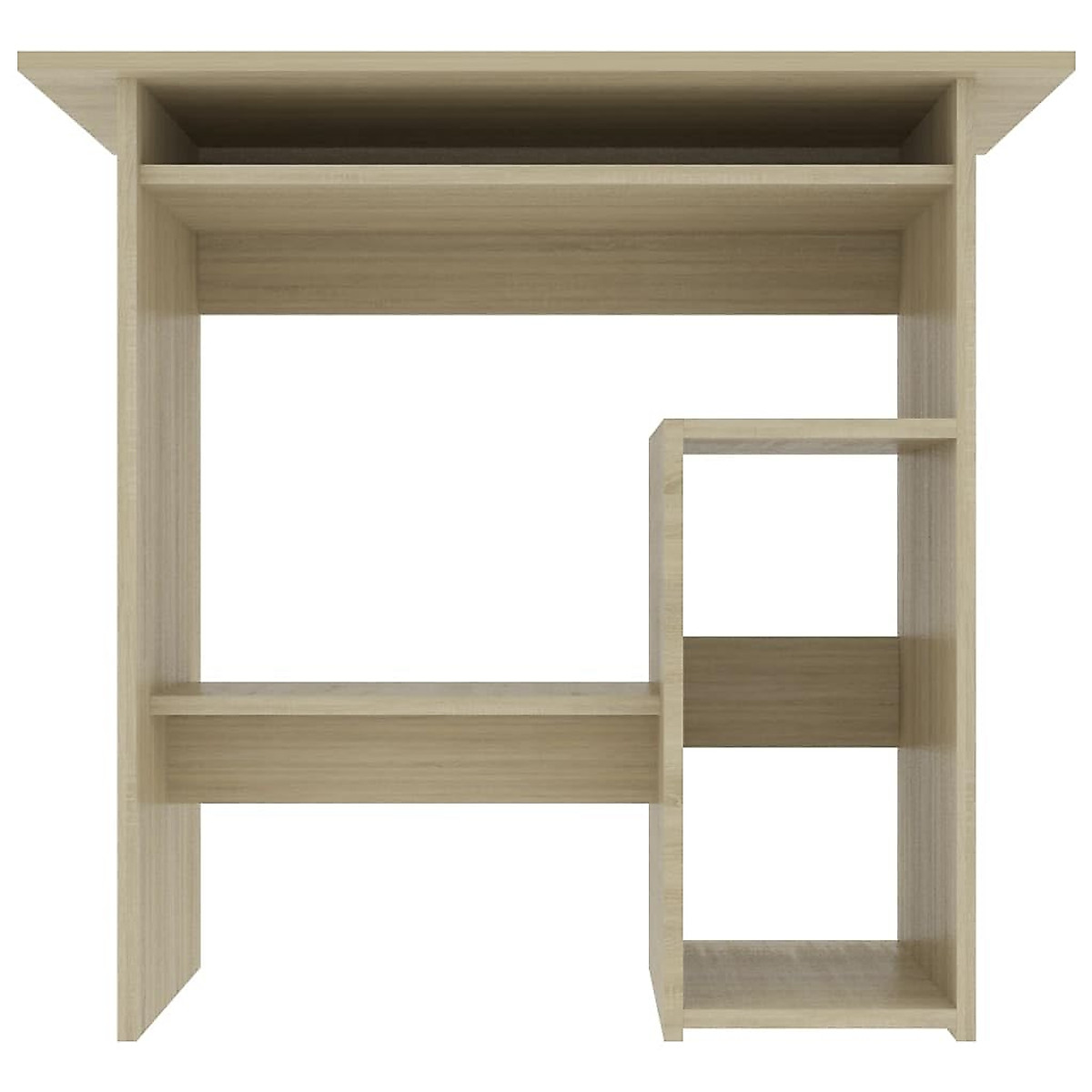 vidaXL Engineered Wood Desk with Keyboard Tray and PC Shelf, Space-Saving Home Office Desk, Easy to Clean, Modern Design in Sonoma Oak Finish