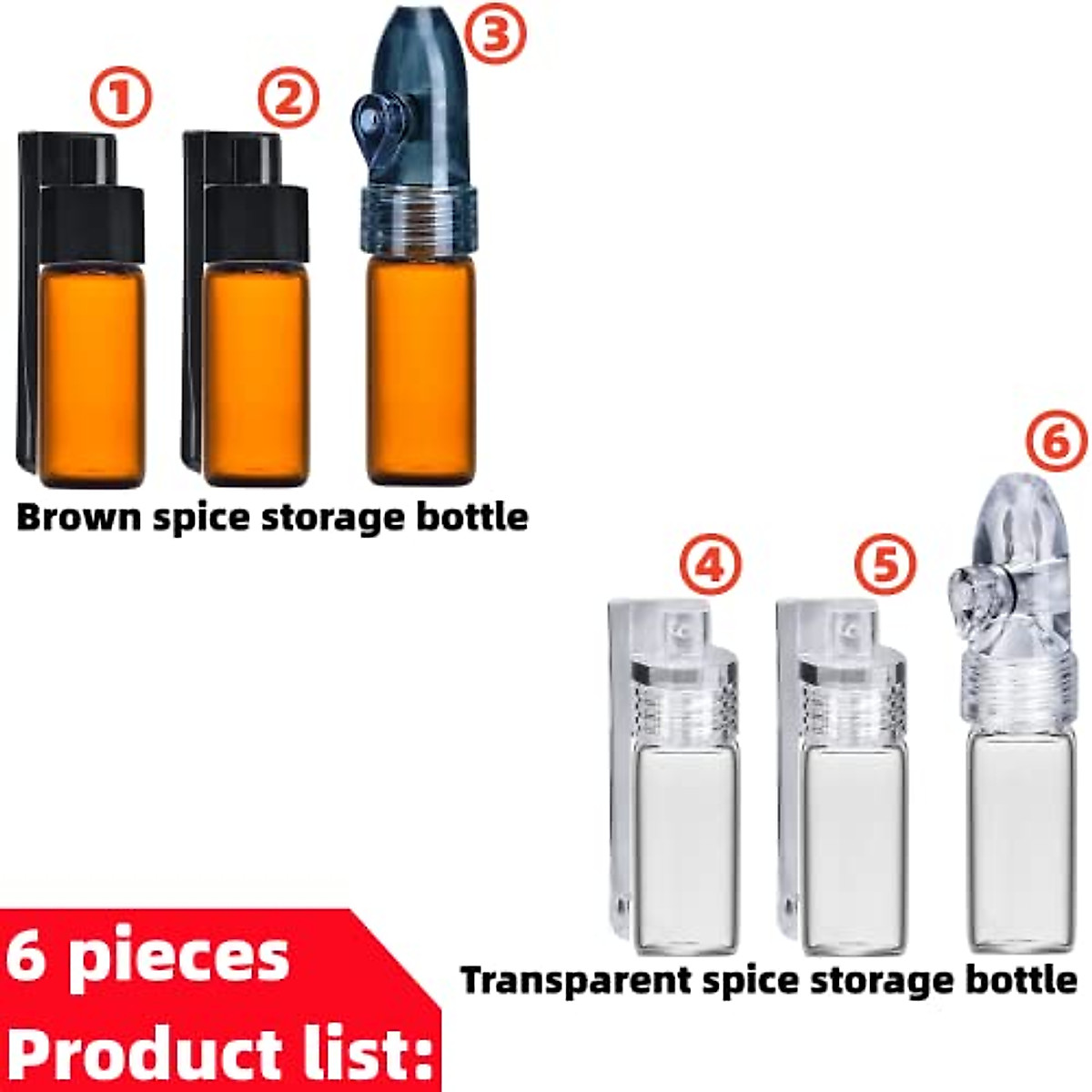MuYuDaDi Portable Spice Storage Bottle with Spoon Bottle for Outdoor Camping Travel (6 Pack)