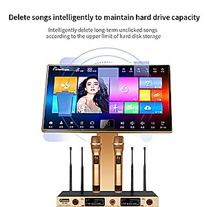 DIANXUN Karaoke Player with Wireless Microphone, 22'' Capacitive Touch Screen Intelligent Voice Keying Machine Real-time Score, Professional Karaoke System fit for KTV Bar Home Party