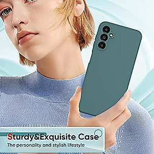 LeYi for Galaxy A14 5G Phone Case: Samsung A 14 5g Case with 2 Pack Tempered Glass Screen Protector for Women Men, Liquid Silicone Slim Silky-Soft Protective Case Samsung A14 5G, Green