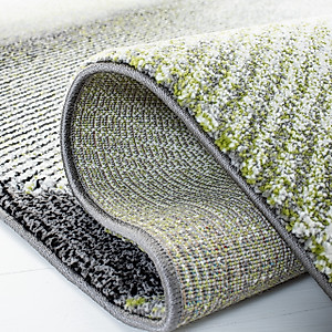 SAFAVIEH Hollywood Collection Accent Rug - 4' x 6', Grey & Green, Mid-Century Modern Design, Non-Shedding & Easy Care, Ideal for High Traffic Areas in Entryway, Living Room, Bedroom (HLW715Y)