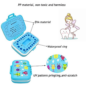 Baby Tooth Fairy Keepsake Box Kids Teeth Storage Box Tooth Holder Organizer with a Tweezers Kids Gift for Baby Shower Christmas Birthday Keep The Childhood Memory(Blue)