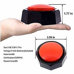 BOSKEY Dog Training Buzzer recordable Button-Record and Playback Any Message You want-10 Seconds Record Button 2 Colors(Including Battery) (Yellow+Red)