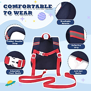 MUSEVOS Toddler Backpack, Neoprene Preschool Backpack for Kids Cartoon Baby Backpack with with Anti-lost Safety Leash for Daycare Outdoor