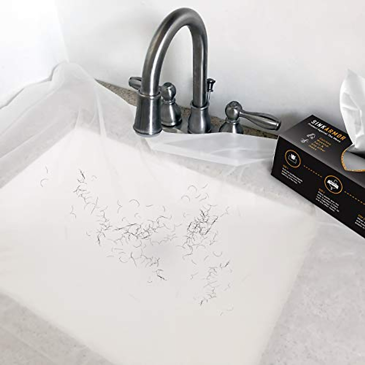 AtHomeBarber Disposable Plastic Sink Covers for Easy Clean Up When Cutting Hair Over the Bathroom Sink